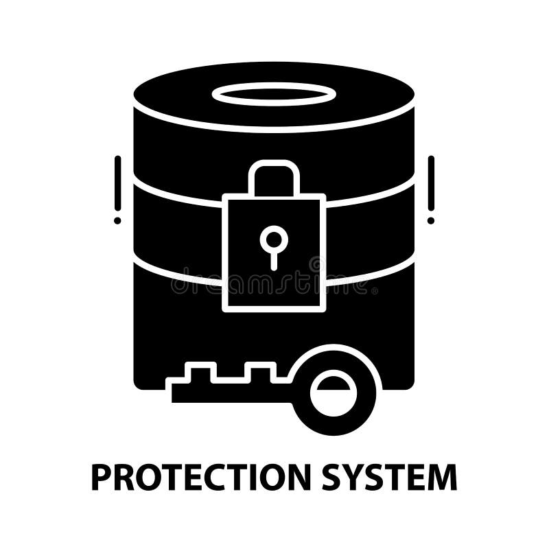 Protection System Icon, Black Vector Sign with Editable Strokes ...
