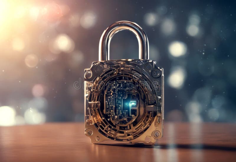 Protection Technology Future Cybersecurity Padlock Space Data Copy ...