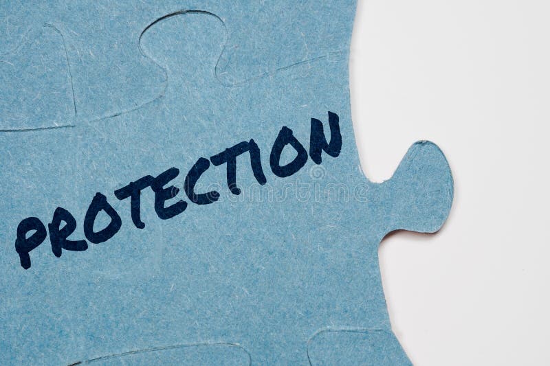 Protection Text on Puzzle Pieces Stock Photo - Image of defense ...