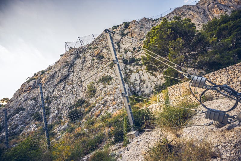 Landslide Protection Canvas Editorial Stock Image - Image of cliff ...