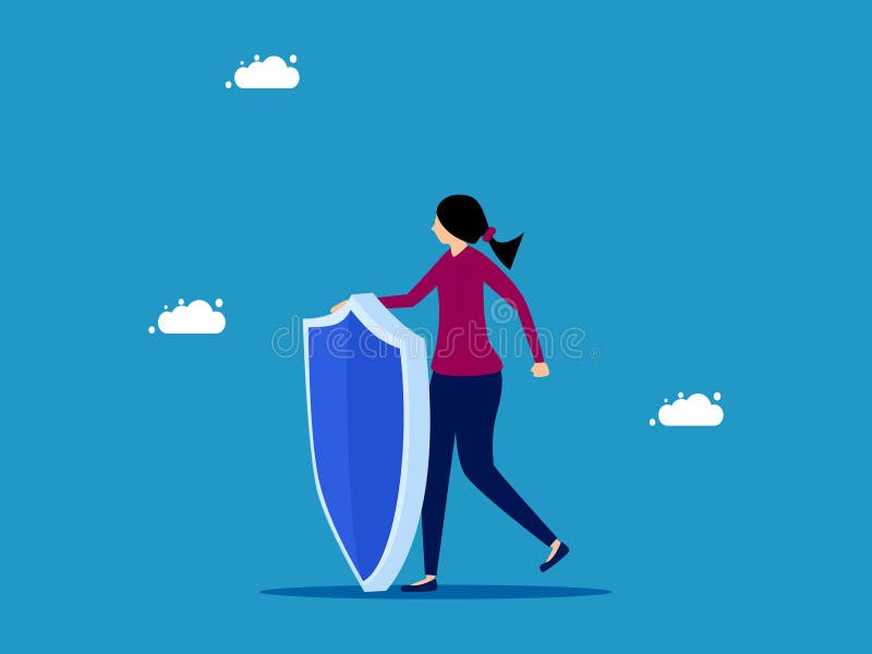 Protection. Woman Standing with a Shield Vector Stock Vector ...