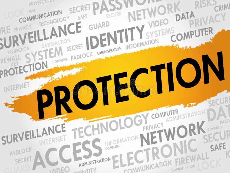 PROTECTION word cloud stock illustration. Illustration of private ...