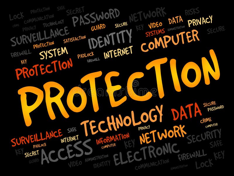 PROTECTION word cloud stock illustration. Illustration of private ...