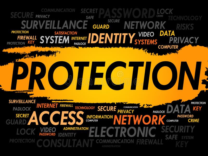 PROTECTION word cloud stock illustration. Illustration of information ...