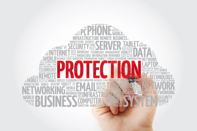 PROTECTION Word Cloud Collage with Marker, Technology Concept ...