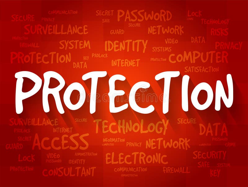 Protection Word Cloud Collage, Technology Concept Background Stock ...
