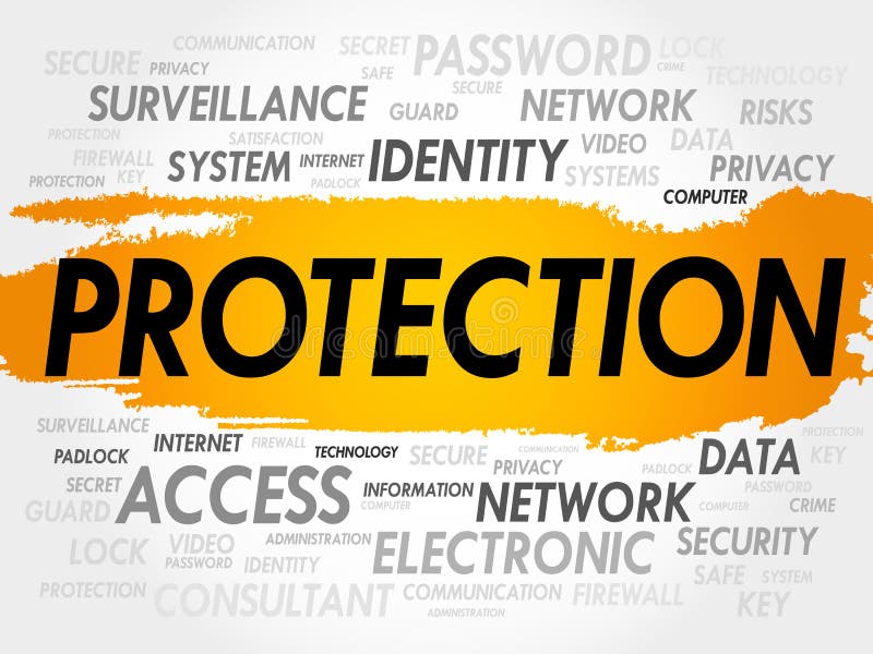 PROTECTION word cloud stock illustration. Illustration of database ...