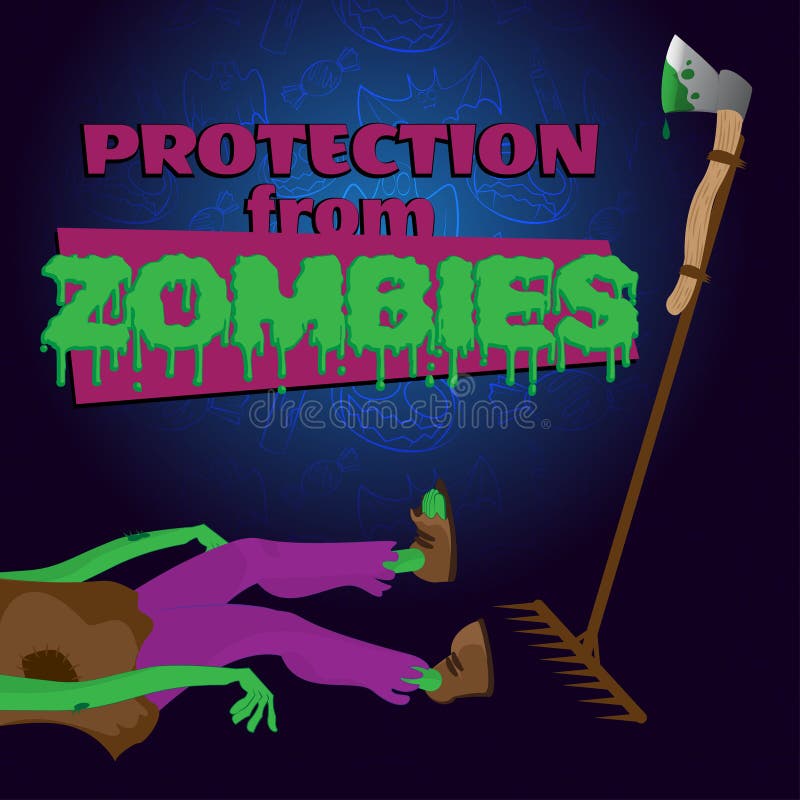 Protection from zombies. stock vector. Illustration of evil - 79715238