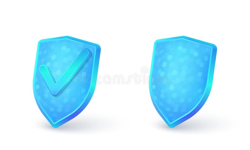 Protective Blue Shield with Check Mark. Symbol of Safety, Health, and Software Stock Vector ...
