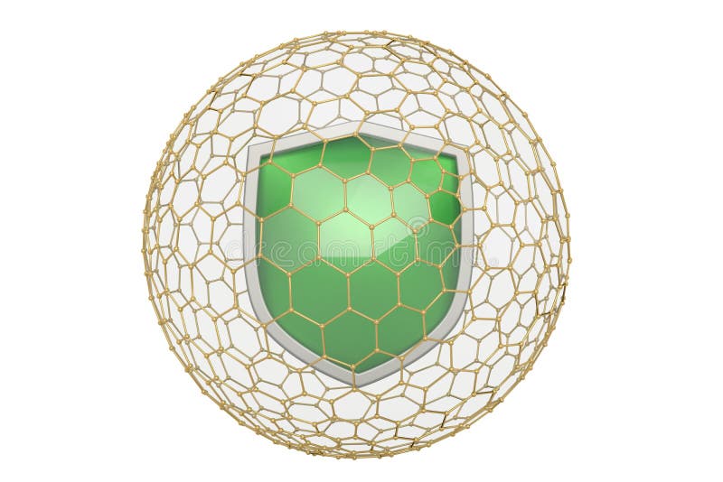 Protective Bubble with Shield, 3D Rendering. 3D Illustration Stock ...