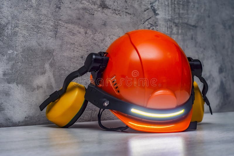 Protective Construction Helmet for the Head with Earmuffs and Headlamp ...