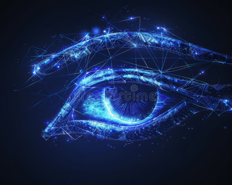 Protective Cyan Eye of Horus: Minimalist Outline on Deep Blue Stock ...