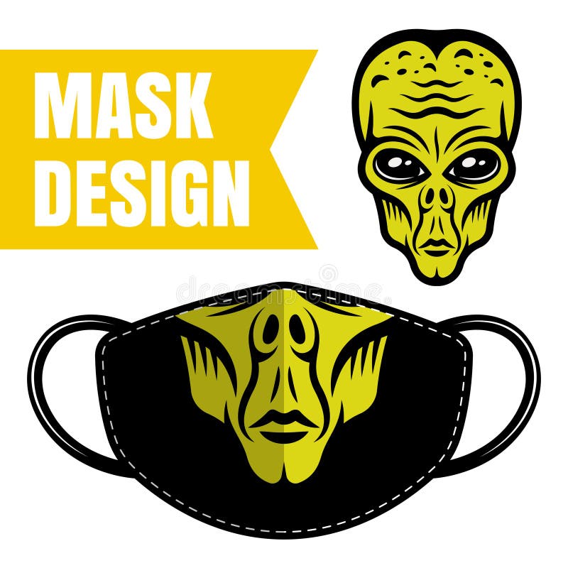 Fabric Face Mask Vector Design with Alien Print Stock Vector ...