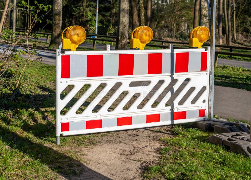 Protective Fencing with Reflective Strips and Signal Stock Image ...