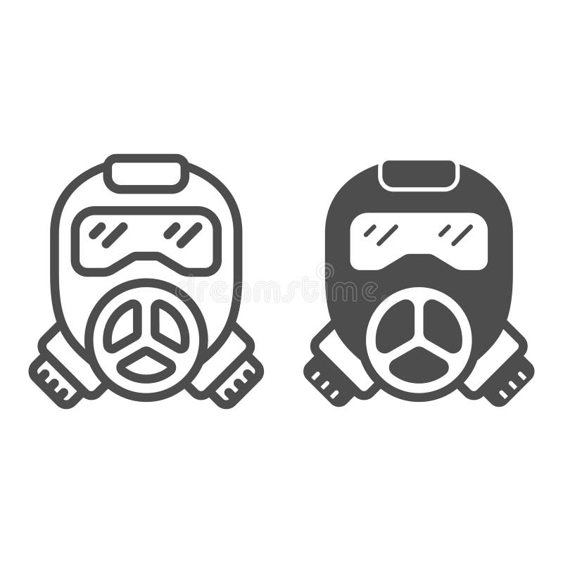 Protective Gas Mask with Filter Line and Solid Icon, Air Pollution ...