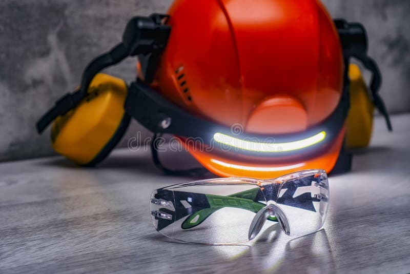 Protective Goggles for Eyes and Construction Helmet for Head with ...