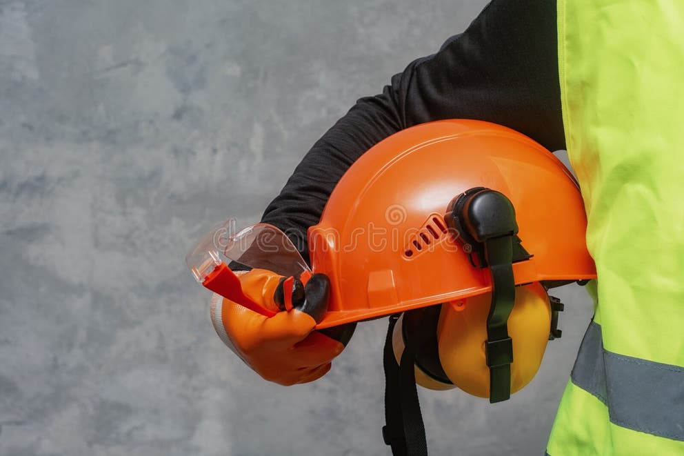 Protective Goggles for Eyes and Construction Helmet for Head with ...