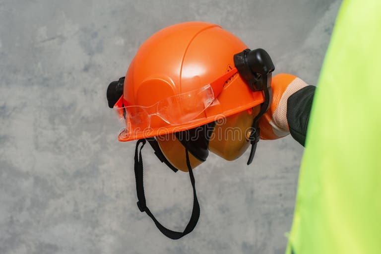 Protective Goggles for Eyes and Construction Helmet for Head with ...