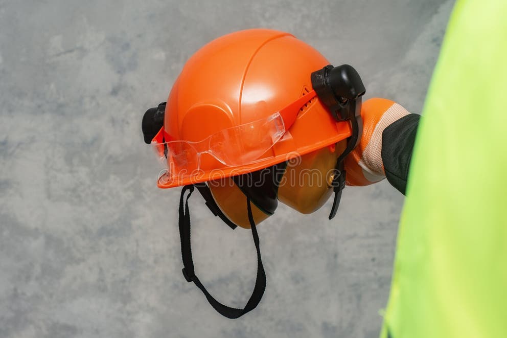 Protective Goggles for Eyes and Construction Helmet for Head with ...