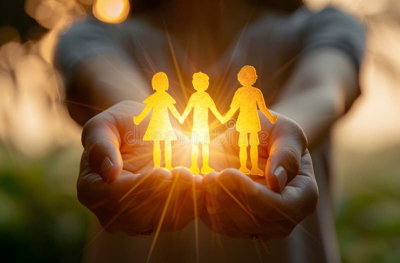 Protective Hands Guarding Family Figures Symbolizing Family Care and ...