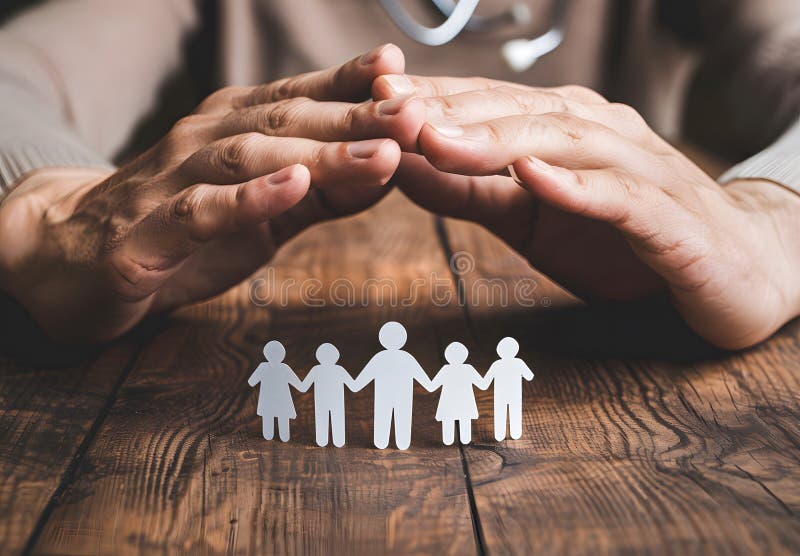 Protective Hands Guarding Family Figures Symbolizing Family Care and ...