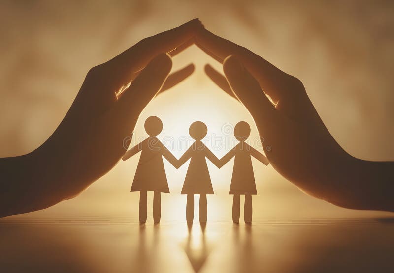 Protective Hands Guarding Family Figures Symbolizing Family Car Support ...