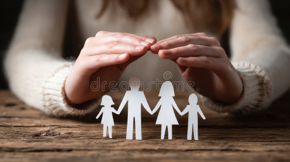 The Protective Hands Shielding a Family of Paper Cutouts in a Cozy ...
