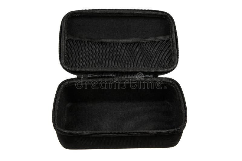 Protective Hard Case with a Zipper and a Black Fabric Texture. Isolate ...