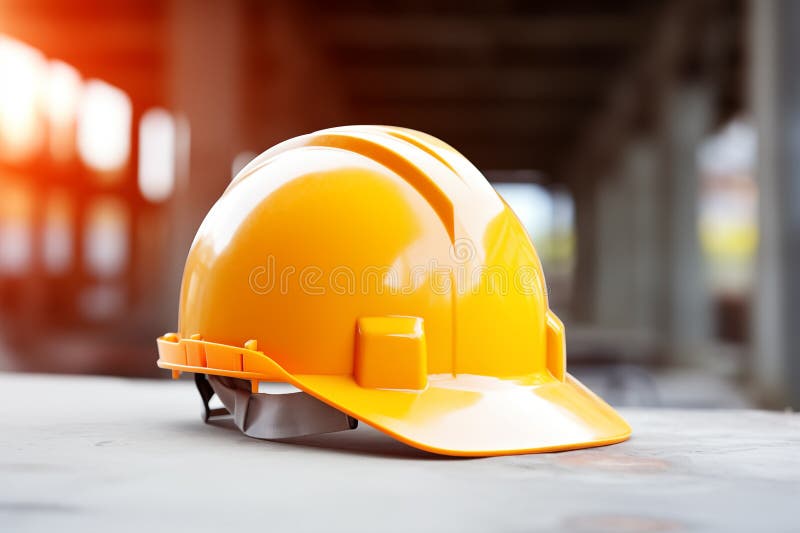 Protective Helmet on Concrete at Construction Site. Generative AI Stock ...