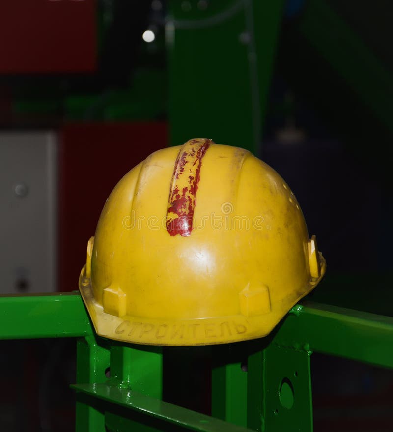 Protective Helmet on His Head for the Builder Stock Image - Image of ...