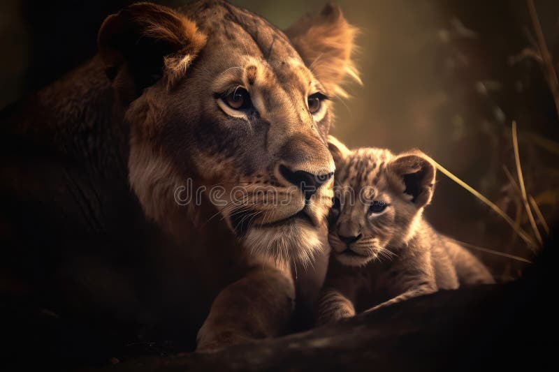 Protective Lion Mother stock illustration. Illustration of lion - 279161631