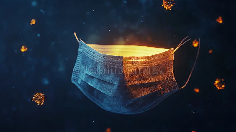 Protective Mask Glowing Hmpv Viral Particles Floating Nearby Stock ...