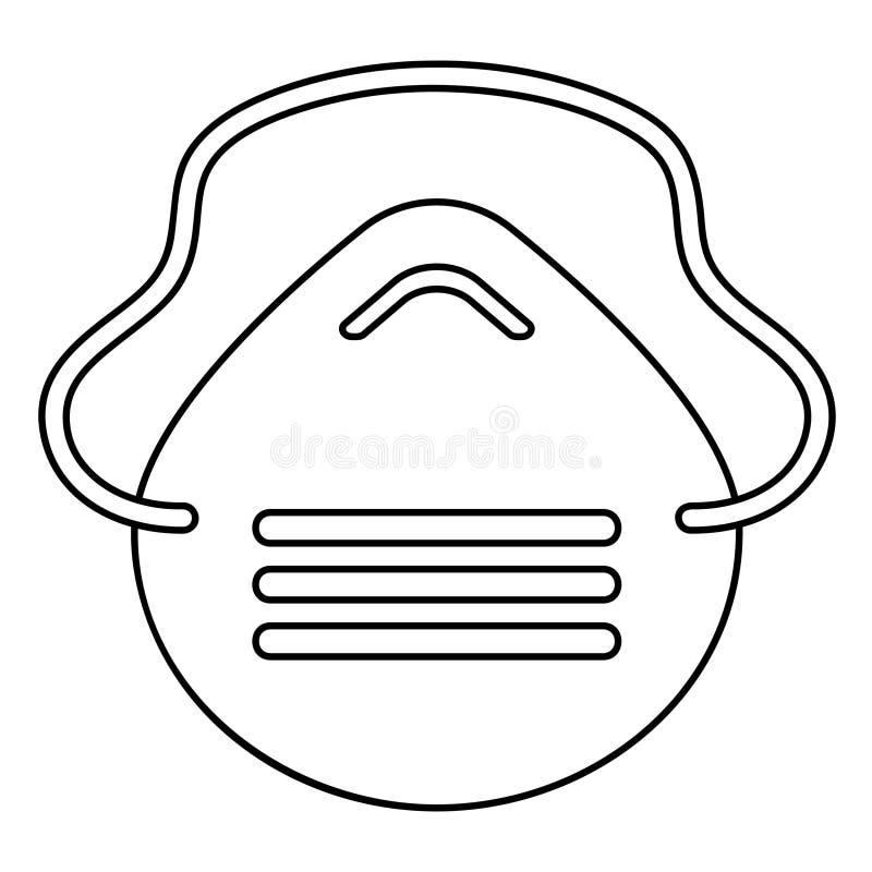 Protective Medical Face Mask Line Art Vector Illustration, Protection ...