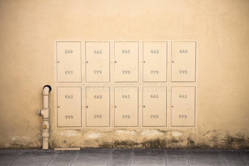 Protective Metal Box of Gas Meter in a Condominium Building Stock Photo ...