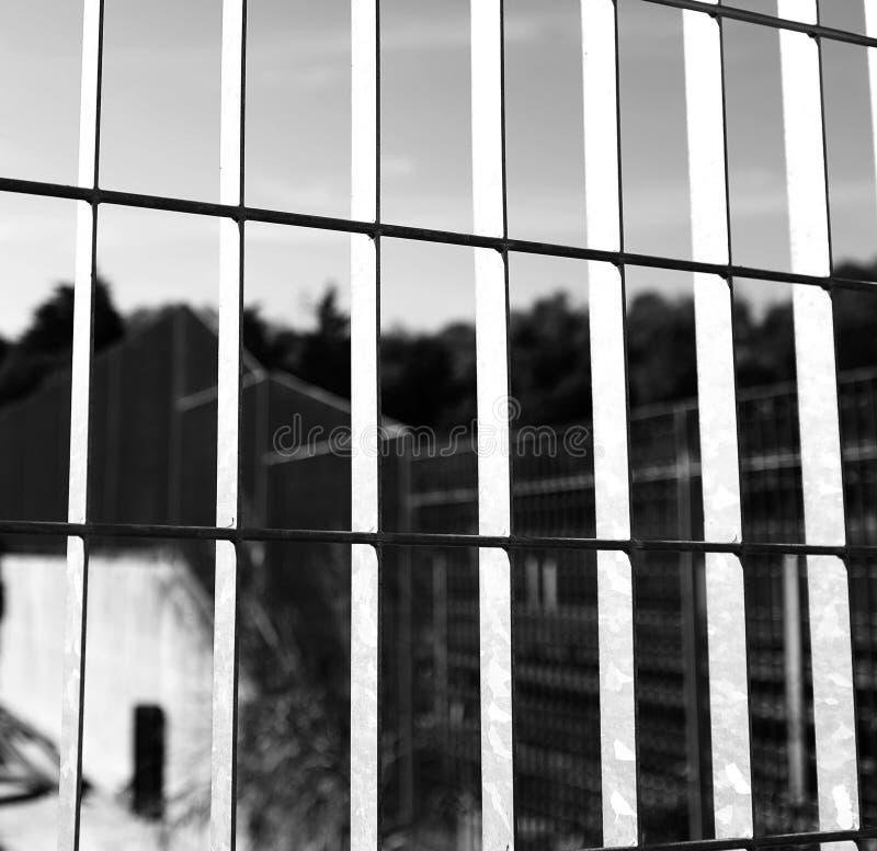 Protective Railing in a Prison with Black and White Effect Stock Image ...