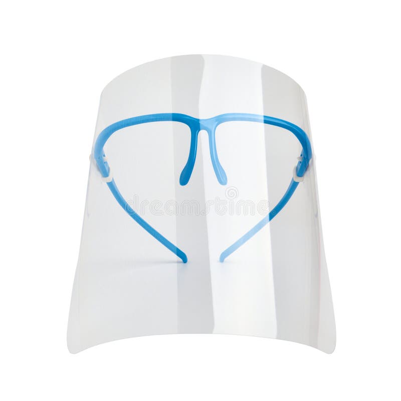 Protective Plastic Face Shield Close-up, Isolated on White Background ...