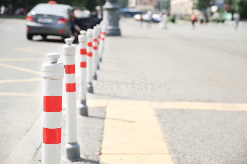 Protective road barriers stock photo. Image of focus - 81149558