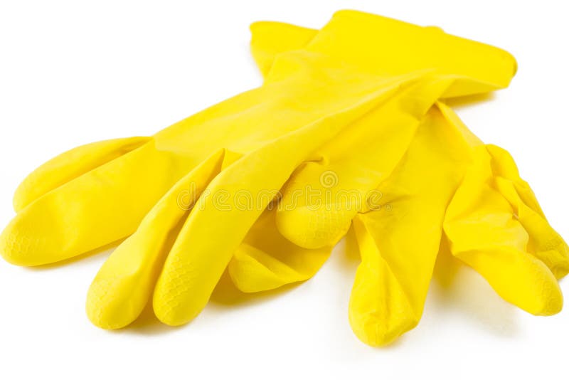 Protective Rubber Gloves Isolated on White Background. Stock Photo ...