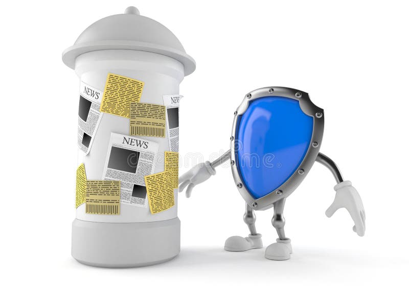 Protective Shield Character with Advertising Column Stock Illustration ...