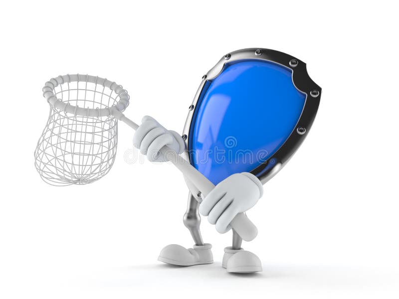 Protective Shield Character Holding Net Stock Illustration ...