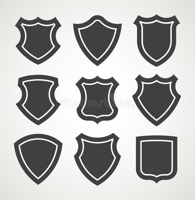 Protective Shield. Icon Collection. Isolated Background. Vector ...