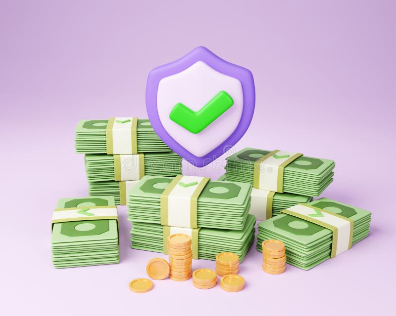 Protective Shield on Stack of Money Stock Illustration - Illustration ...
