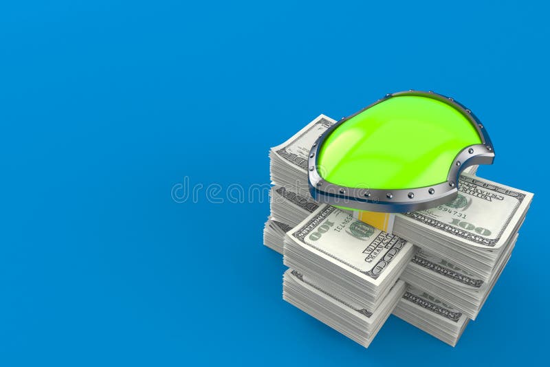 Protective Shield on Stack of Money Stock Illustration - Illustration ...