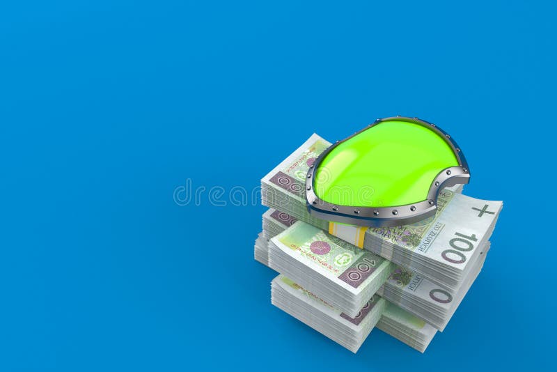 Protective Shield on Stack of Money Stock Illustration - Illustration ...