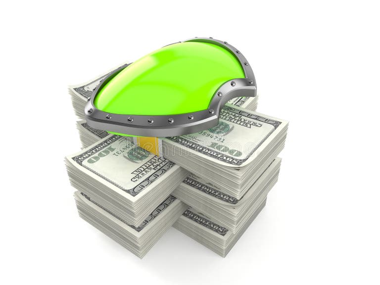 Protective Shield on Stack of Money Stock Illustration - Illustration ...