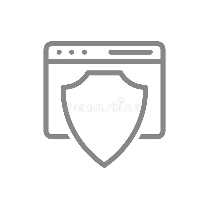 Protective Shield and Web Page Line Icon. Antivirus, Secure File ...