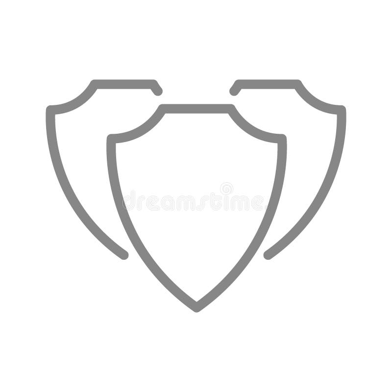Protective Shields, Defender Line Icon. Protection, Safety Stock Vector ...