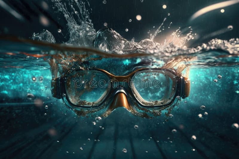 Protective Sport Goggles Drop in Swimming Pool Stock Illustration ...