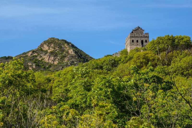 Protective Wall. Beautiful Watchtower. the Great Wall of China Stock ...