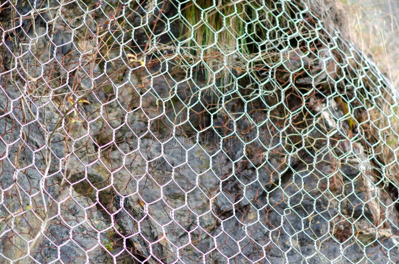 Protective Wire Mesh Rocky Slope Erosion Control Stabilization Stock ...